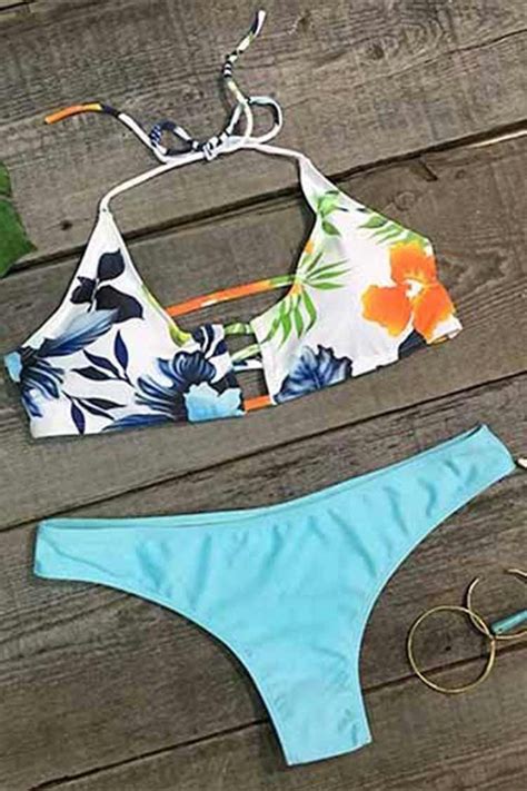 Chic Lady Floral Halter Bikini Set