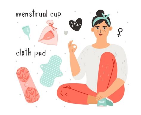 Premium Vector Feminine Hygiene Illustration Menstrual Cup And Cloth