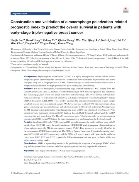 Pdf Construction And Validation Of A Macrophage Polarization Related