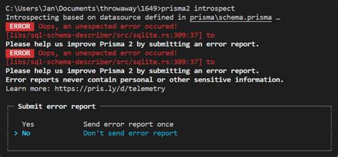 introspect unhandled promise and duplicated output on error · issue
