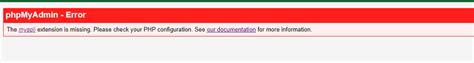 phpmyadmin error the mysqli extension is missing please check your