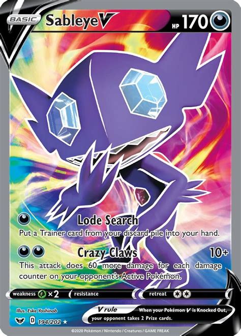 Sableye V Full Art Swsh01 Sword And Shield Base Set Pokemon