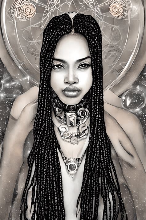 Beautiful Darkskinned African Woman With Braids On Tarot Card