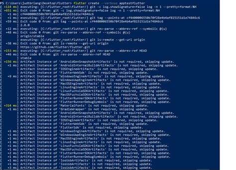 flutter create command error message could not find a file named