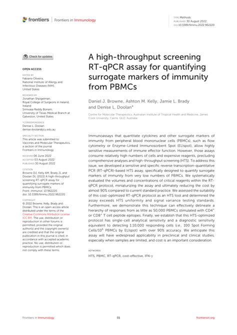 Pdf A High Throughput Screening Rt Qpcr Assay For Quantifying