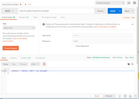 django rest framework post request returns method get not