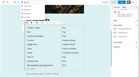 how to use the table block in wordpress inmotion hosting support center