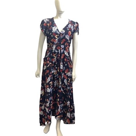 Jaase Womens Size L Floral And Leaf Print Maxi Dress Multicoloured S