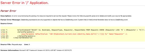 passing windows user id as parameter to sqldatasource gives