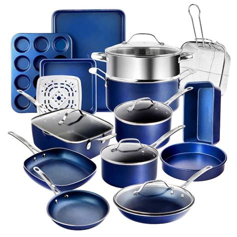 Granitestone Classic Blue 20 Piece Aluminum Ultra Durable Non Stick