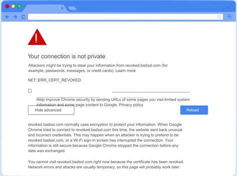 how to fix net err cert revoked error in web browsers