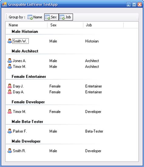 groupable listview codeproject