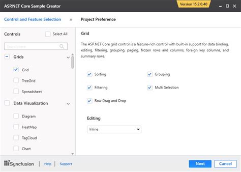 sample creator asp core essential js 1 syncfusion