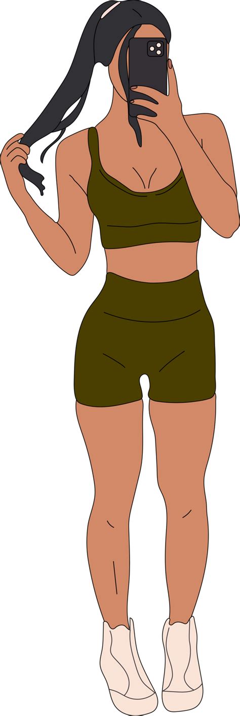 Sporty Young Girl Taking A Selfie On Smartphone Fit Woman In Gym