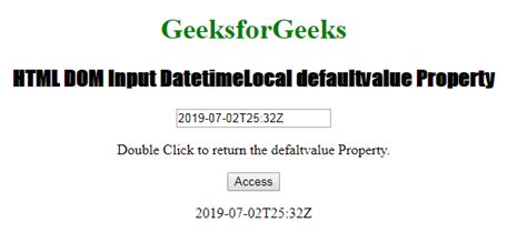 html dom input datetimelocal defaultvalue property
