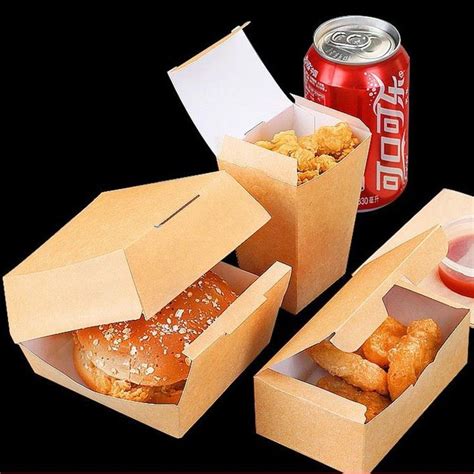 Collapsible Fried Chicken Takeaway Boxes Kraft Paper Material Vent Hole