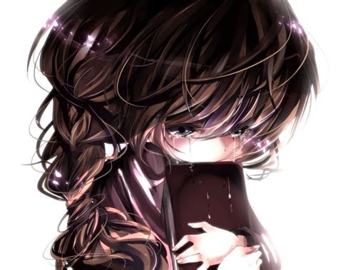 Sad Anime Girl Crying With Brown Hair