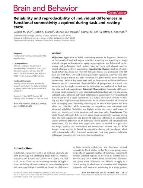 Pdf Reliability And Reproducibility Of Individual Differences In