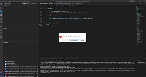 unable to debug python files only on remote server timed out waiting