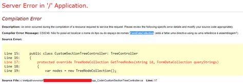 missing using directive or assembly reference formdatacollection