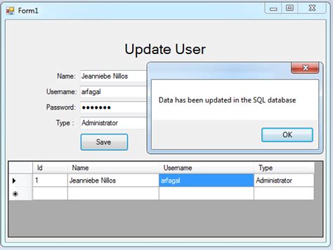 how to update data using c and sql server database free