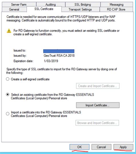 remote web access rwa ssl gateway not working after