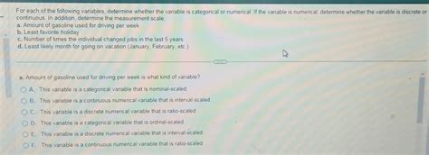 Solved For Each Of The Following Variables Determine