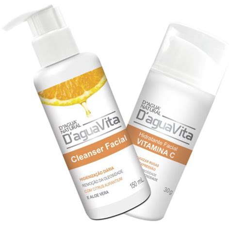 Kit Gel Cleanser Limpeza 150ml Hidratante Facial Vitamina C 30g Dagua