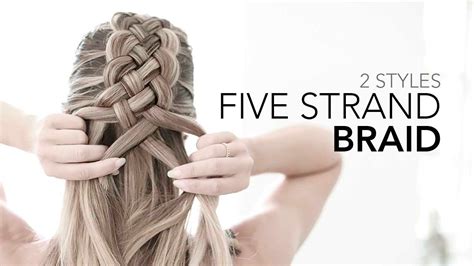 Stunning Five 5 Strand Braid Messy Bun Tutorial How To Diy Youtube