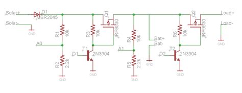 switching between battery voltage and solar voltage to control load in