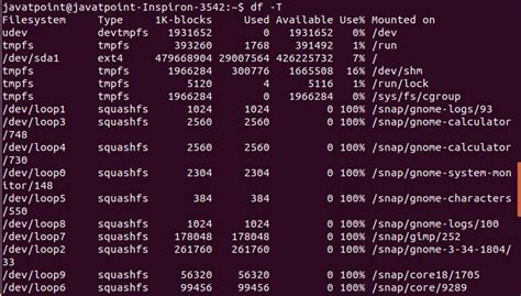 df command in linux unix with examples javatpoint