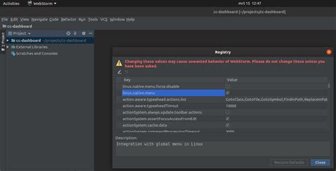 main menu not showing on ubuntu ides support intellij platform