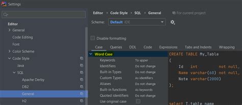 how to auto capitalize sql keywords in java string idea ides