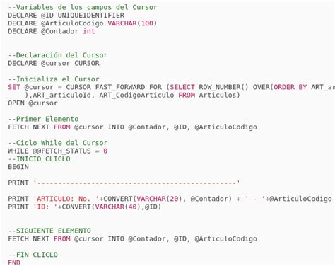 ejemplo basico sql cursor codepad