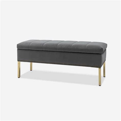 Jayden Creation Eduard Grey 46 5 In W Upholstered Flip Top Storage