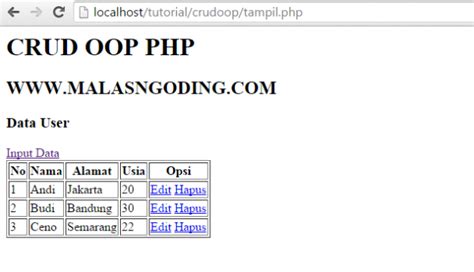 membuat crud dengan oop php dan mysql part 3 malas ngoding
