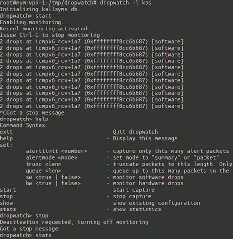 how to show dropped packets per interface on linux