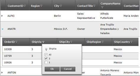 excel style filtering for the asp ajax grids infragistics blog