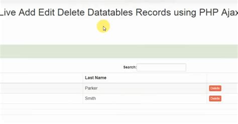 live add edit delete datatables records using php ajax