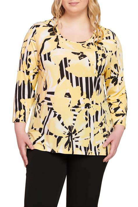 Alia Womens Plus Size Knit 3 4 Sleeve Crew Neck Top Walmart Canada