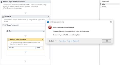 remove duplicates range cannot remove duplicates in the specified