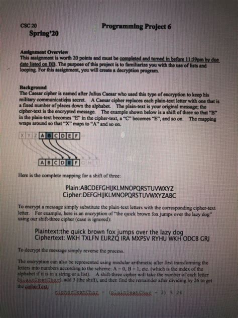 solved csc 20 spring 20 programming project 6 assignment