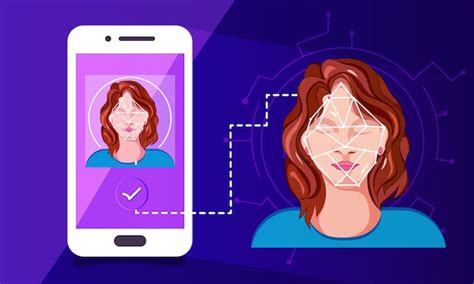 Premium Vector Isometric Unlocking Smartphone Facial Recognition