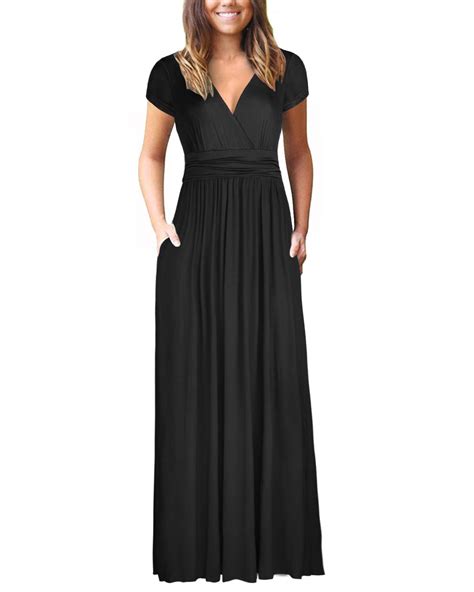 Ouges Womens Long Sleeve V Neck Wrap Waist Maxi Dress Fifth Degree