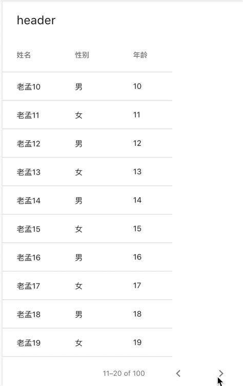 flutter paging function table control