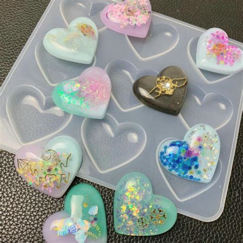 Cavity Clear Shiny Heart Silicone Mold Resin Mold Silicone Etsy Australia