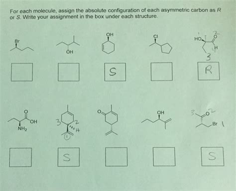 Solved For Each Molecule Assign The Absolute Configuration