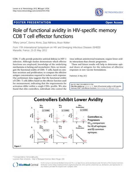 Pdf Role Of Functional Avidity In Hiv Specific Memory Cd8 T Cell