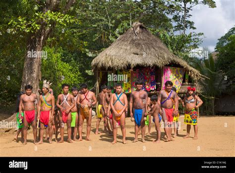 Villagers Of The Native Indian Embera Tribe Embera Village Panama