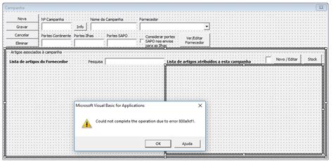 excel i get an error 800a9cf1 while adding a listview control to a